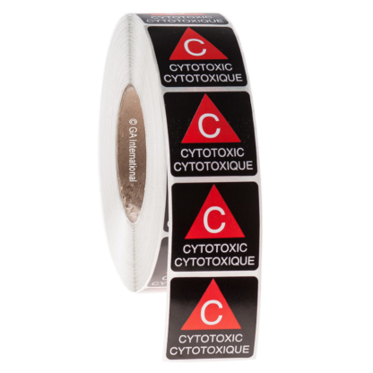 CYTOTOXIC Warning Labels - 2" x 2" #L-002-1R - LabTAG Laboratory Labels